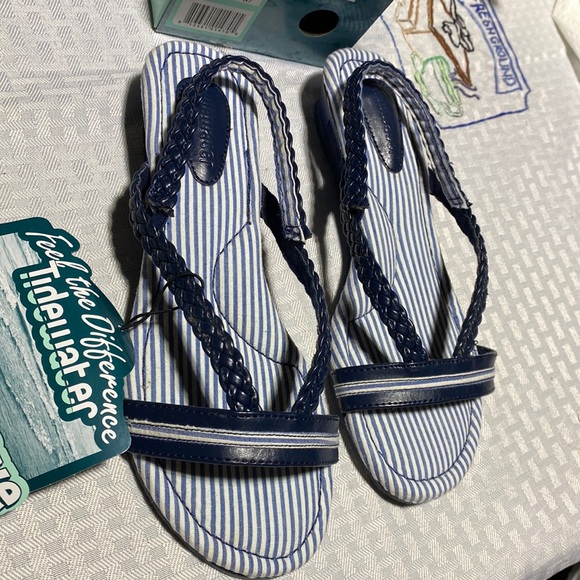 Tidewater | Shoes | Tidewater Sandals Beaufort Seersucker Navy Blue And ...